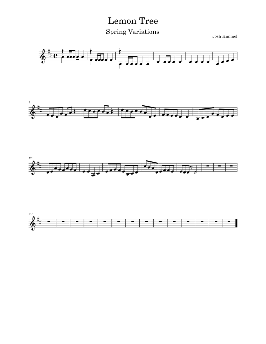 Lemon Tree WIP Sheet music for Piano (Solo) Easy | Musescore.com