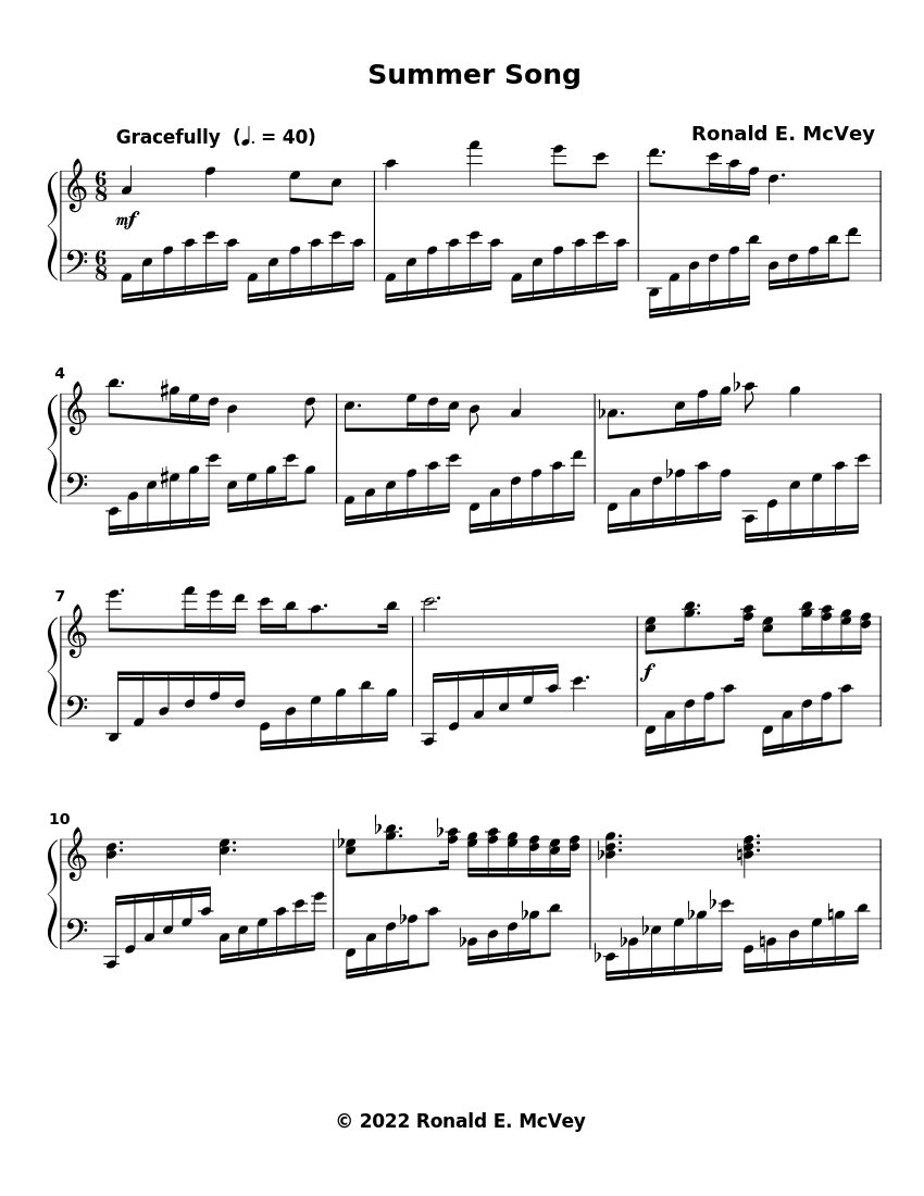 Summer Song Sheet Music for Piano (Solo) | MuseScore.com