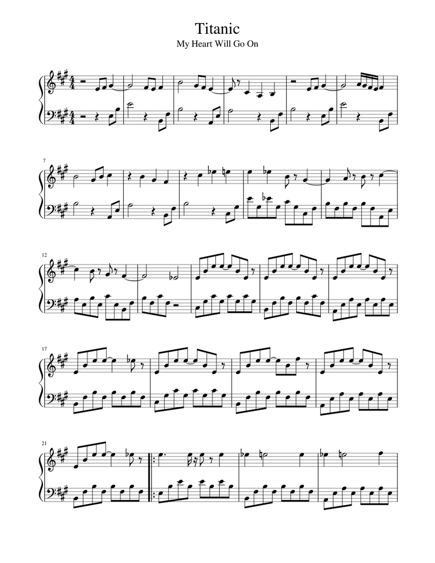 Titanic - My Heart will go on Sheet music for Piano (Solo) | Musescore.com