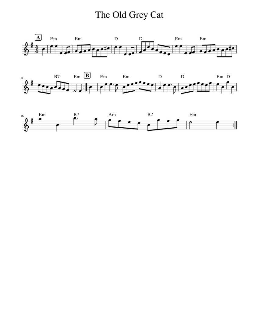 The Old Grey Cat Sheet music for Piano (Solo) Easy | Musescore.com