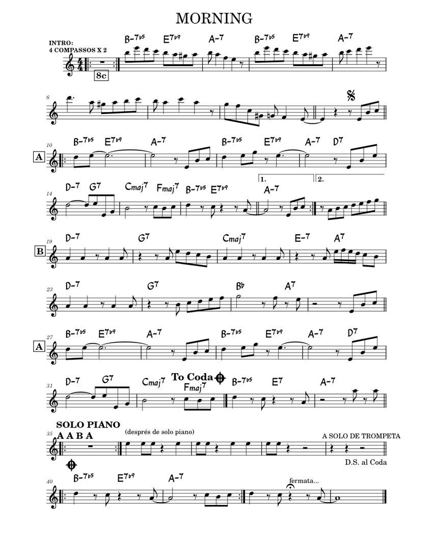 MORNING Sheet Music for Piano (Solo) Easy | MuseScore.com