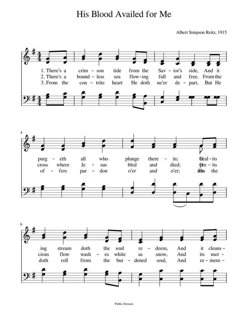 There's a crimson tide from the Savior's side - Albert Simpson Reitz ...