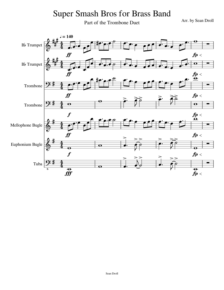 Super Smash Bros for Trombone Duet Sheet music for Trombone, Tuba ...
