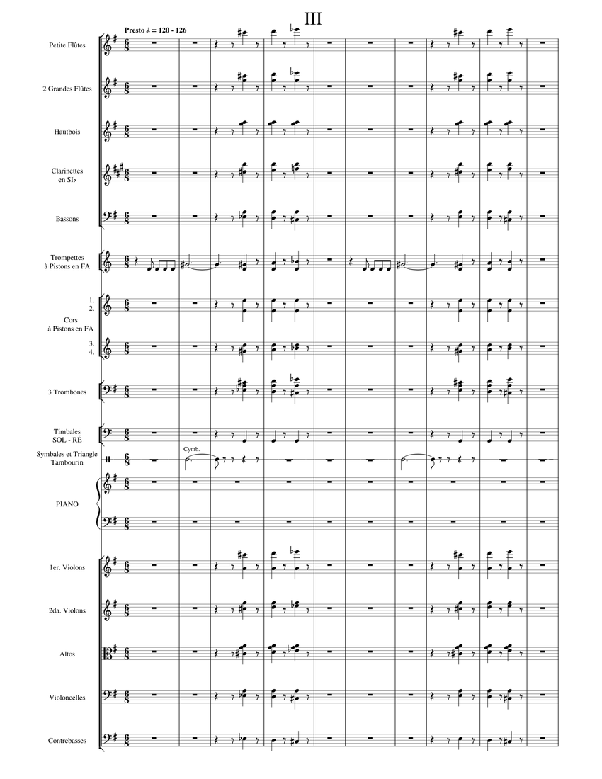 Presto. Sheet music for Piano, Trombone, Flute piccolo, Flute & more ...