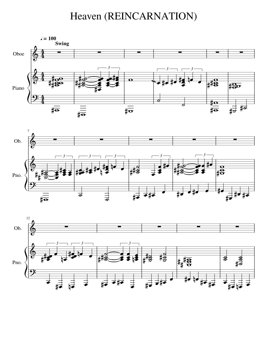 Persona 4: Heaven (Reincarnation) - WIP Sheet Music for Piano, Oboe ...