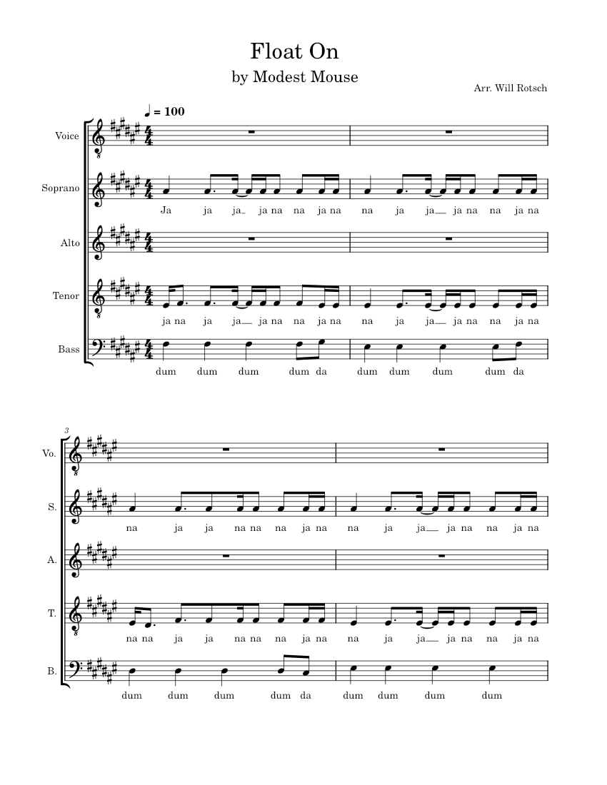 Float on – Modest Mouse Sheet music for Soprano, Alto, Tenor, Bass ...