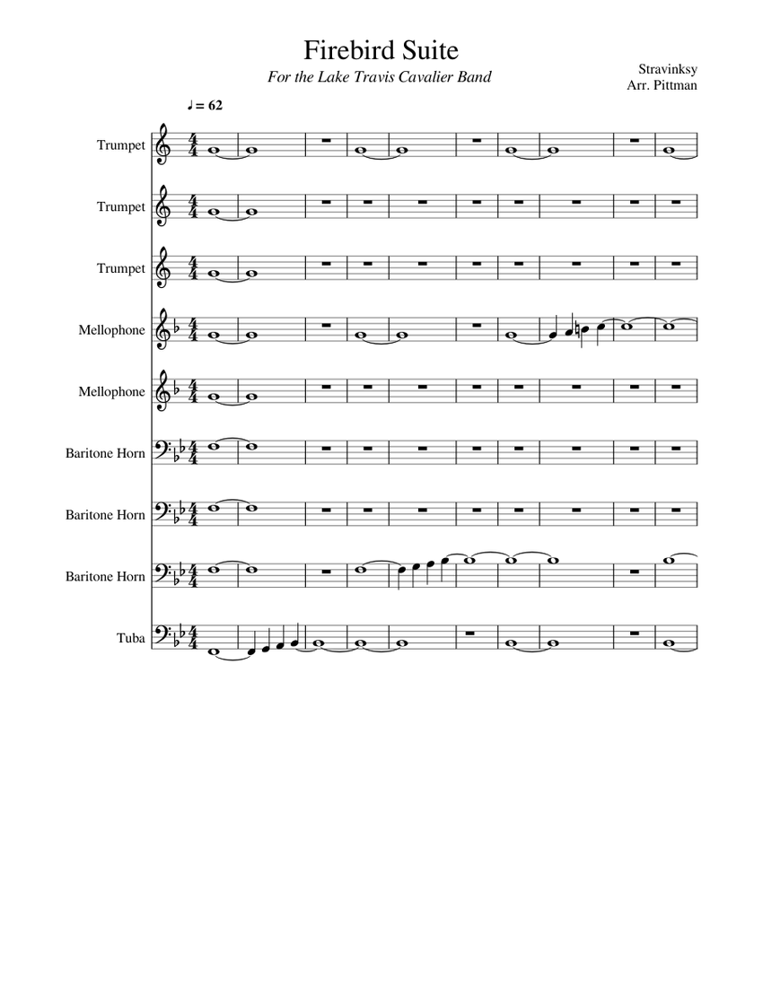 Firebird Suite Sheet music for Tuba, Mellophone, Baritone horn, Trumpet ...