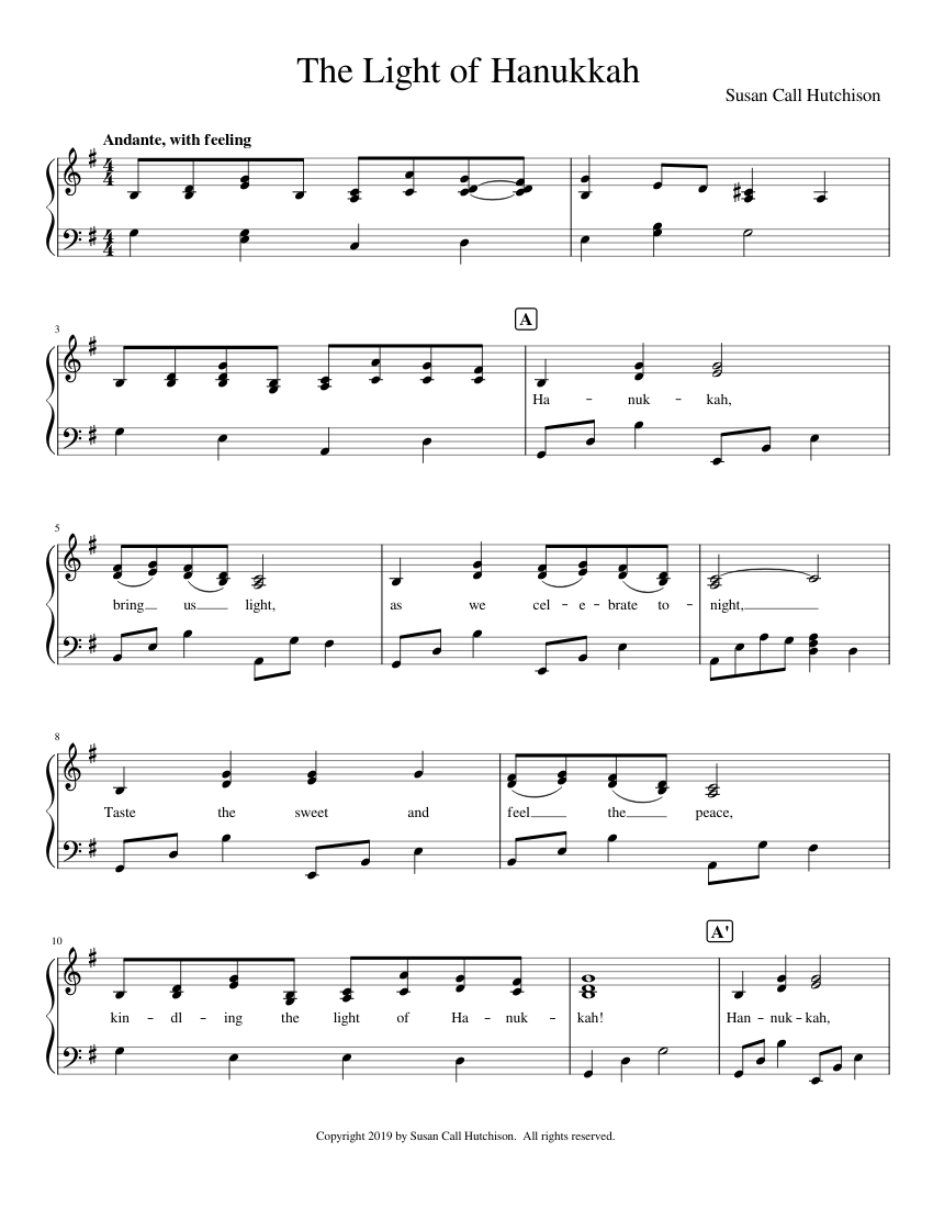 The Light of Hanukkah - Susan Call Hutchison Sheet music for Piano ...