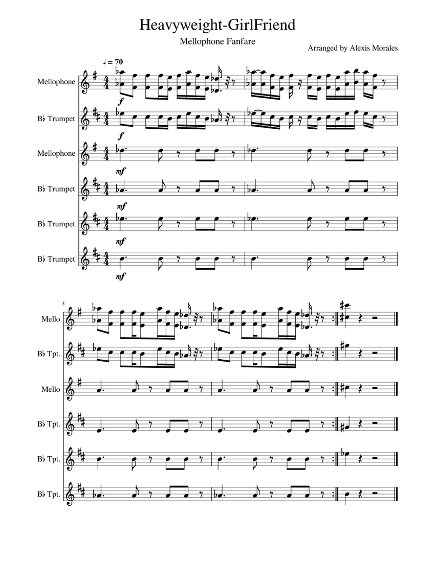 Heavyweight-GirlFriend(Finished) Sheet music for Mellophone, Trumpet in ...