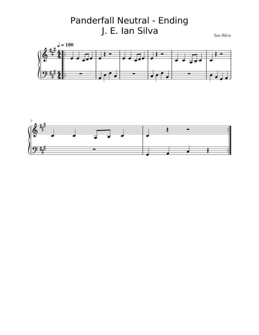 Panderfall_Ending_-_Neutral_J._E._Ian_Silva Sheet music for Piano (Solo ...