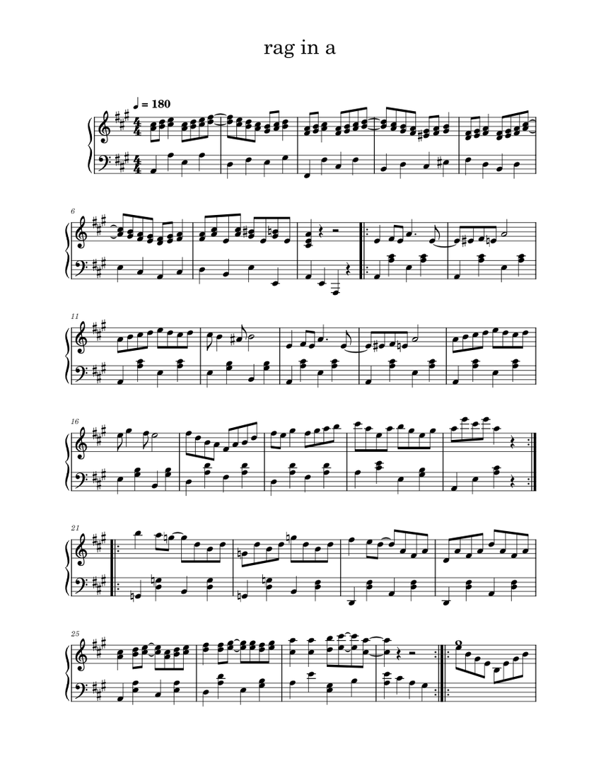 Rag in A Sheet music for Piano (Solo) | Musescore.com