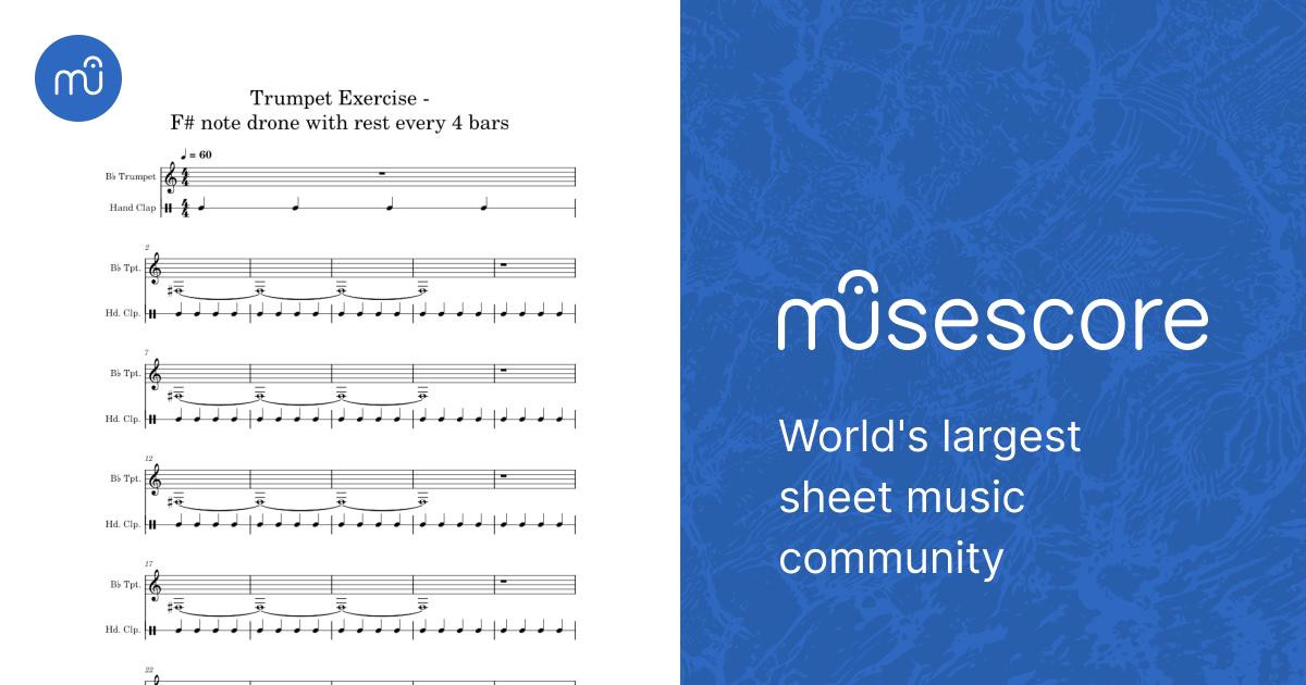 Trumpet Exercise - F# Drone with rests every 4 bars Sheet music for ...