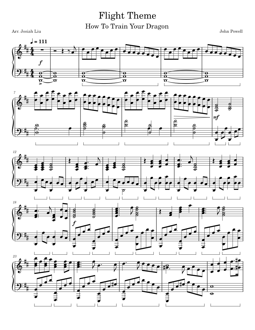 Test Drive/Romantic Flight - How to Train Your Dragon Sheet music for ...