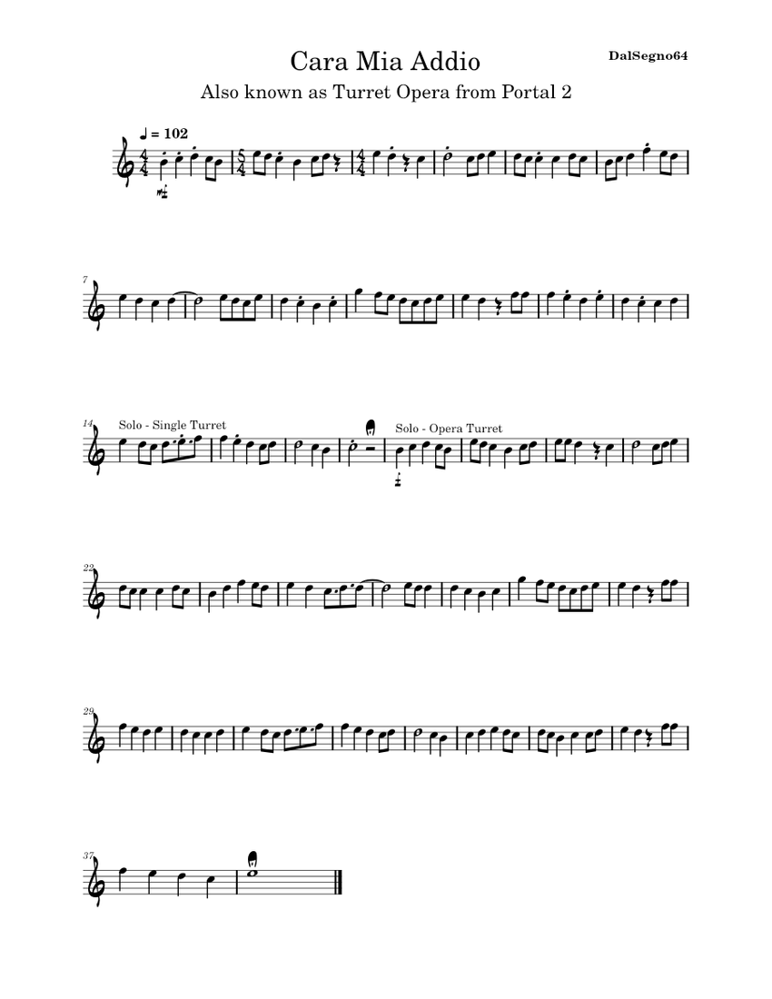 O Cara Mia Addio – Mike Morasky for Trumpet Sheet music for Trumpet in b-flat (Solo) | Musescore.com