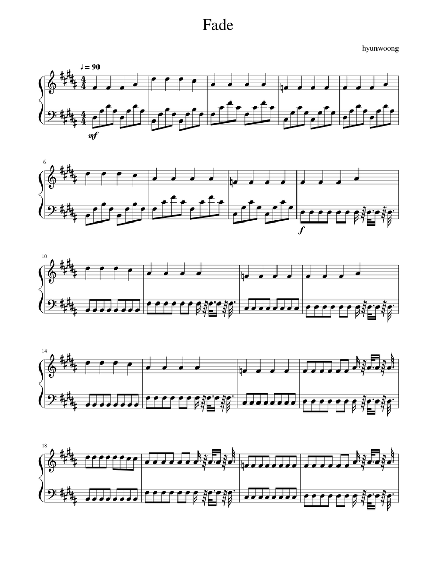 Alan Walker-Fade Sheet Music for Piano (Solo) | MuseScore.com