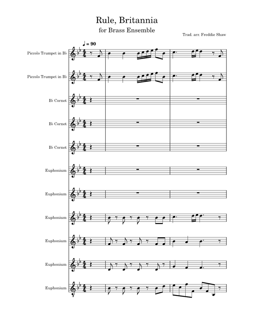 Rule Britannia – Thomas Augustine Arne Sheet music for Cornet ...