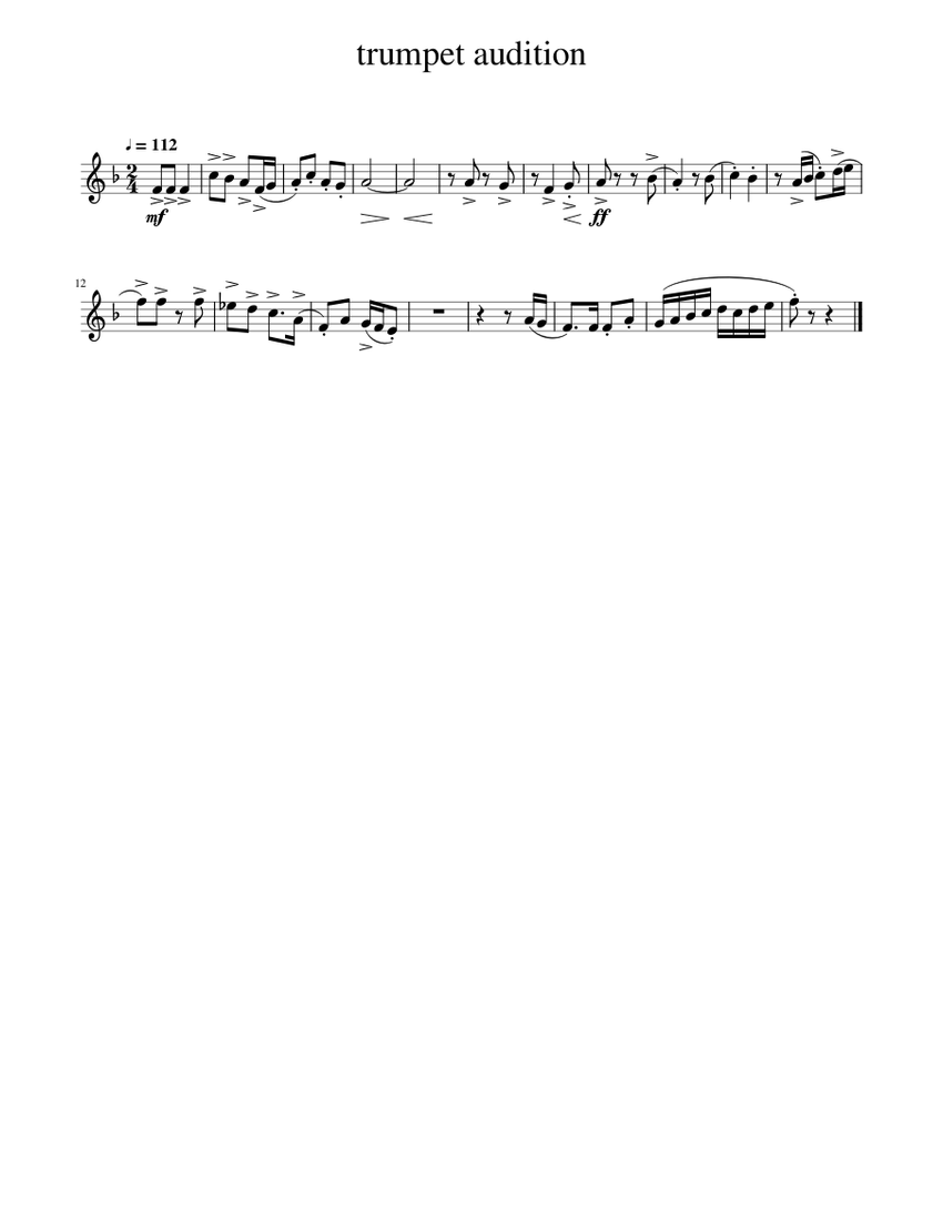 trumpet audition Sheet Music for Trumpet in b-flat (Solo) | MuseScore.com
