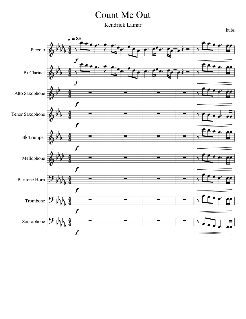 Count_Me_Out Sheet music for Trombone, Mellophone, Flute piccolo ...