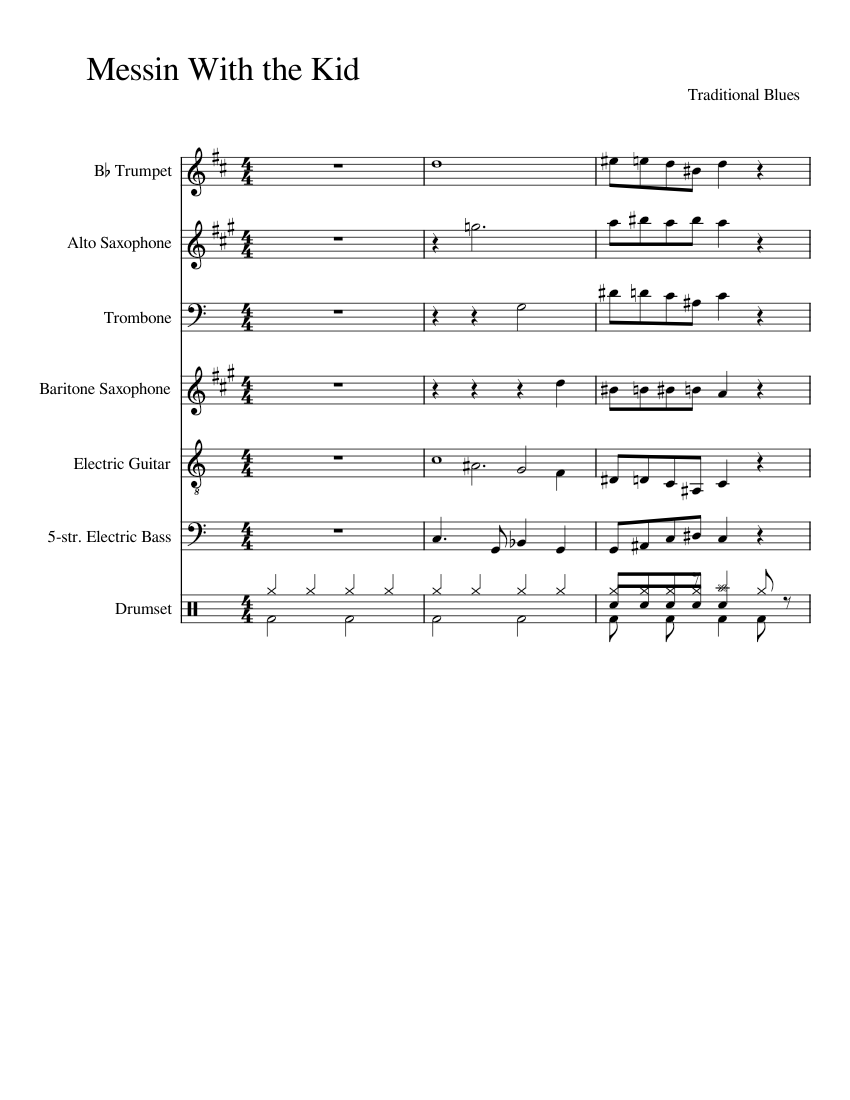 Messin with the kid Sheet music for Trombone, Saxophone alto, Saxophone ...