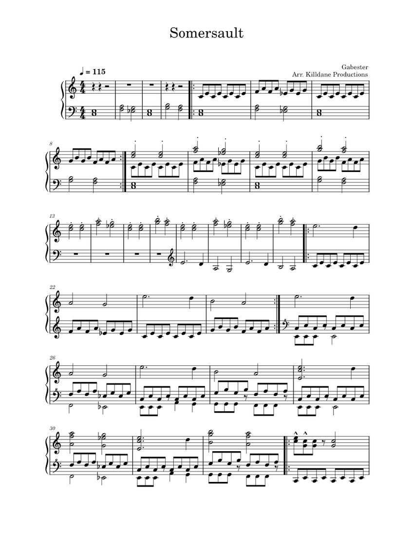Somersault Sheet music for Piano (Solo) | Musescore.com