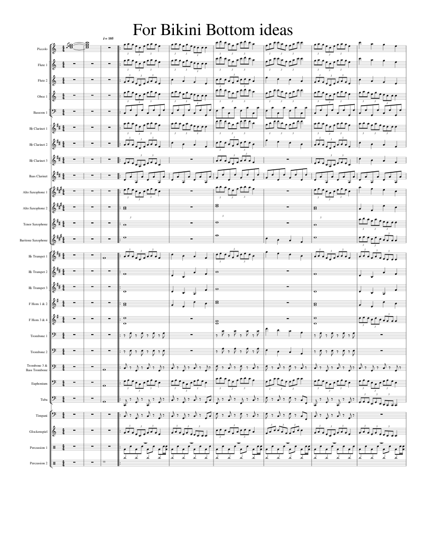 Spongebob Squarepants! Sheet music for Trombone, Euphonium, Tuba, Flute ...
