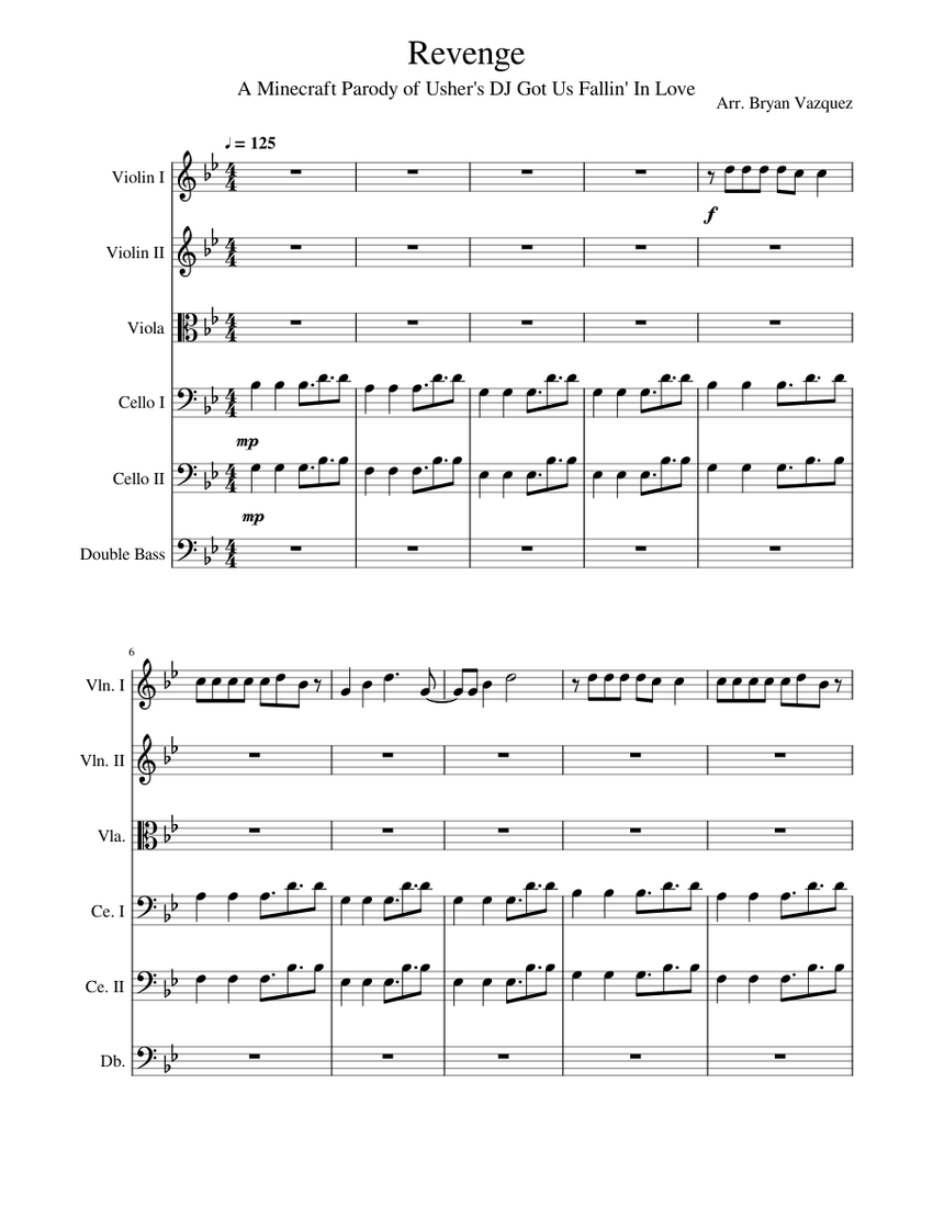 Revenge (A Minecraft Parody of Usher's DJ Got Us Fallin' In Love) Sheet ...