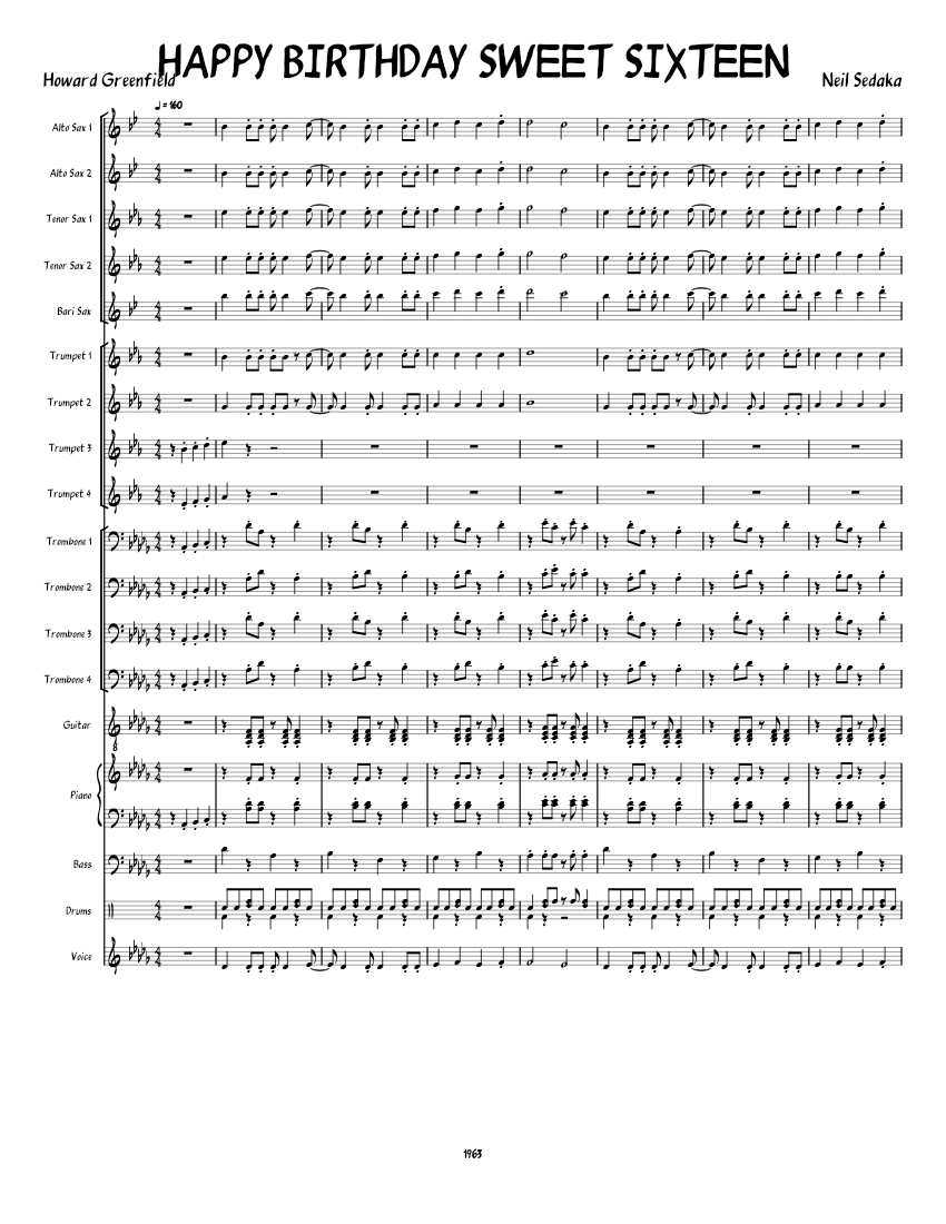 HAPPY BIRTHDAY SWEET SIXTEEN Sheet Music with Chords for Piano ...
