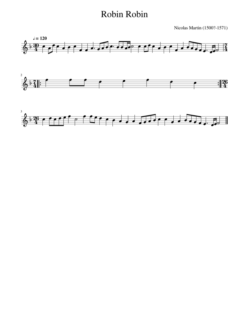 Nicolas Martin - Robin Robin Sheet music for Piano (Solo) | Musescore.com
