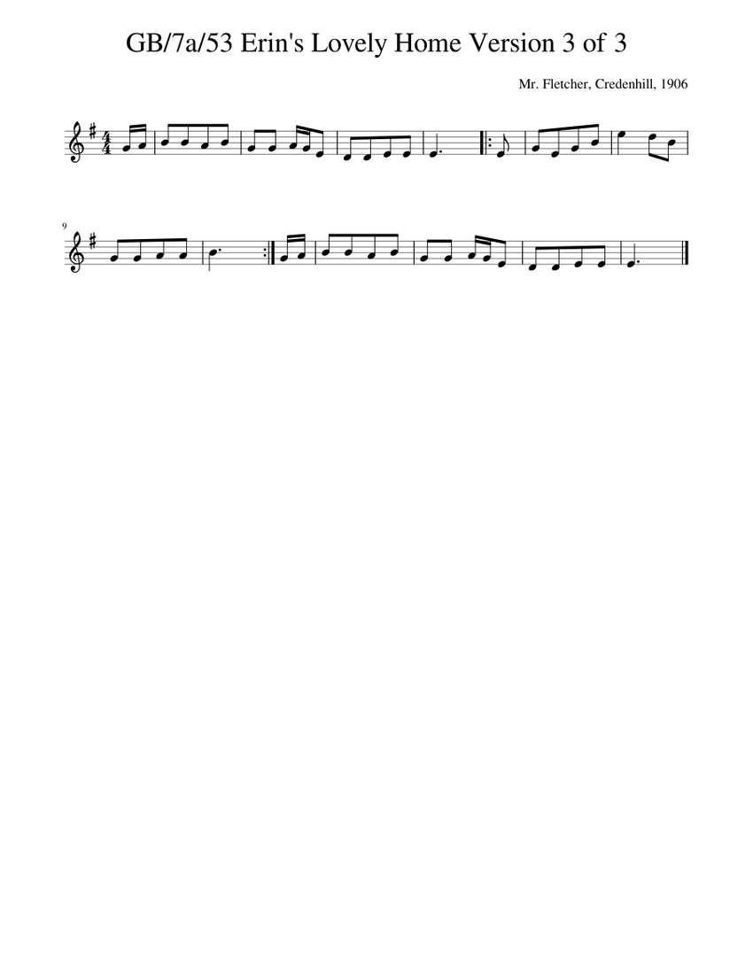 GB/7a/53 Erin's Lovely Home Version 3 of 3 Sheet music for Piano (Solo) Easy | Musescore.com