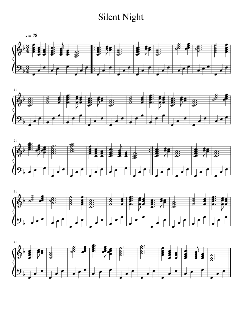 Silent Night Sheet music for Piano (Solo) Easy | Musescore.com