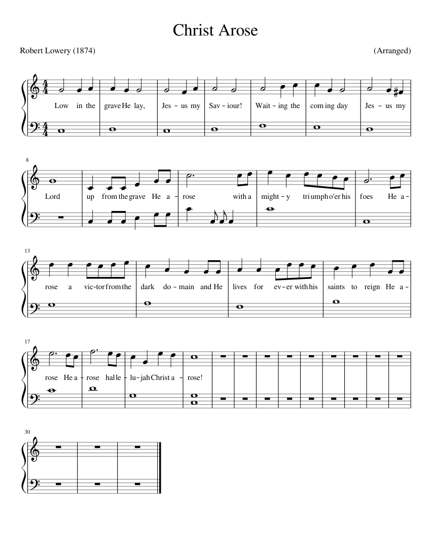 Christ Arose Sheet music for Piano (Solo) Easy | Musescore.com