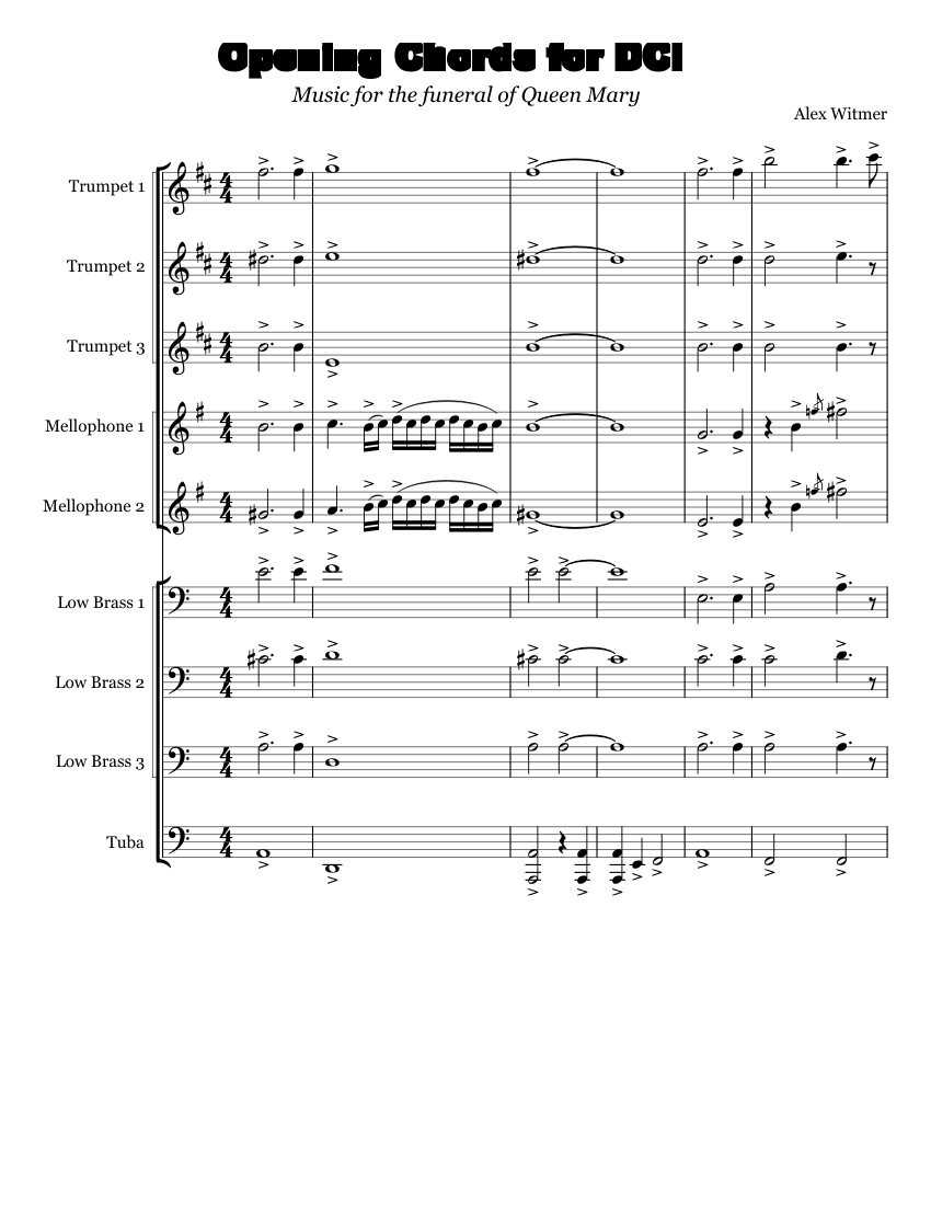 Opening Chords for DCI Sheet music for Trombone, Euphonium, Tuba ...