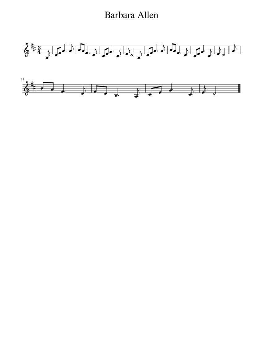 Barbara Allen Sheet music for Piano (Solo) Easy | Musescore.com