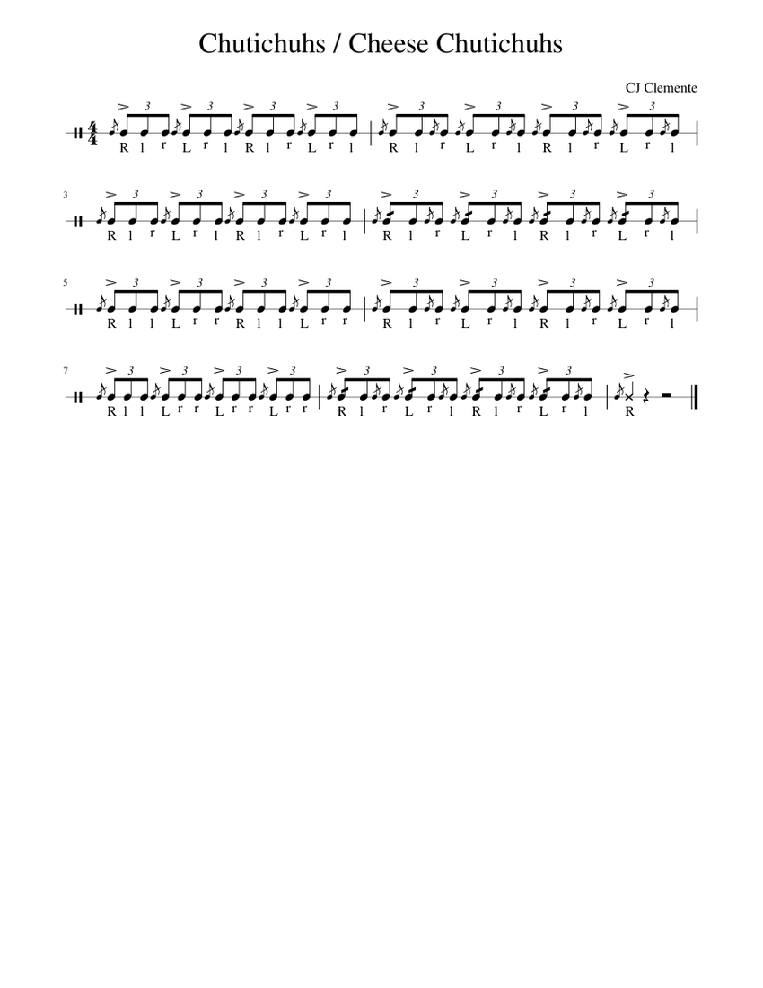 Cheese Chutichuhs Sheet Music for Snare drum (Solo) | MuseScore.com