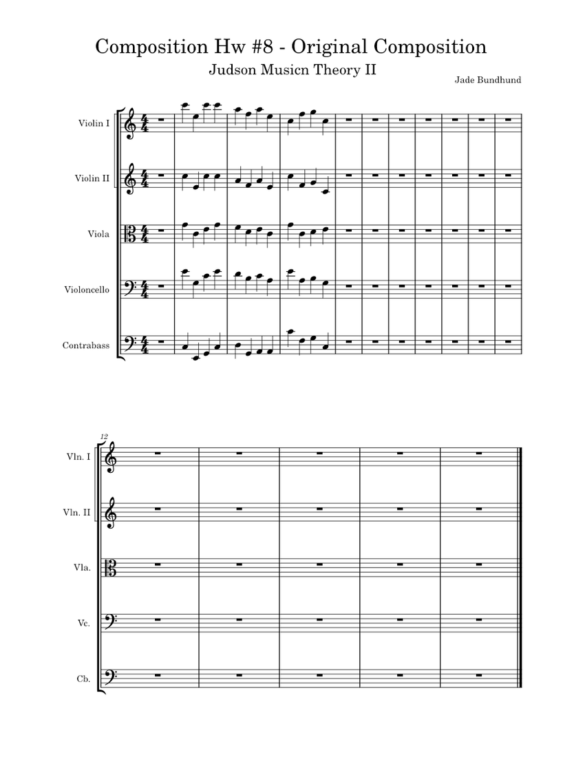 Composition Hw #8 - Original Composition Sheet music for Contrabass ...