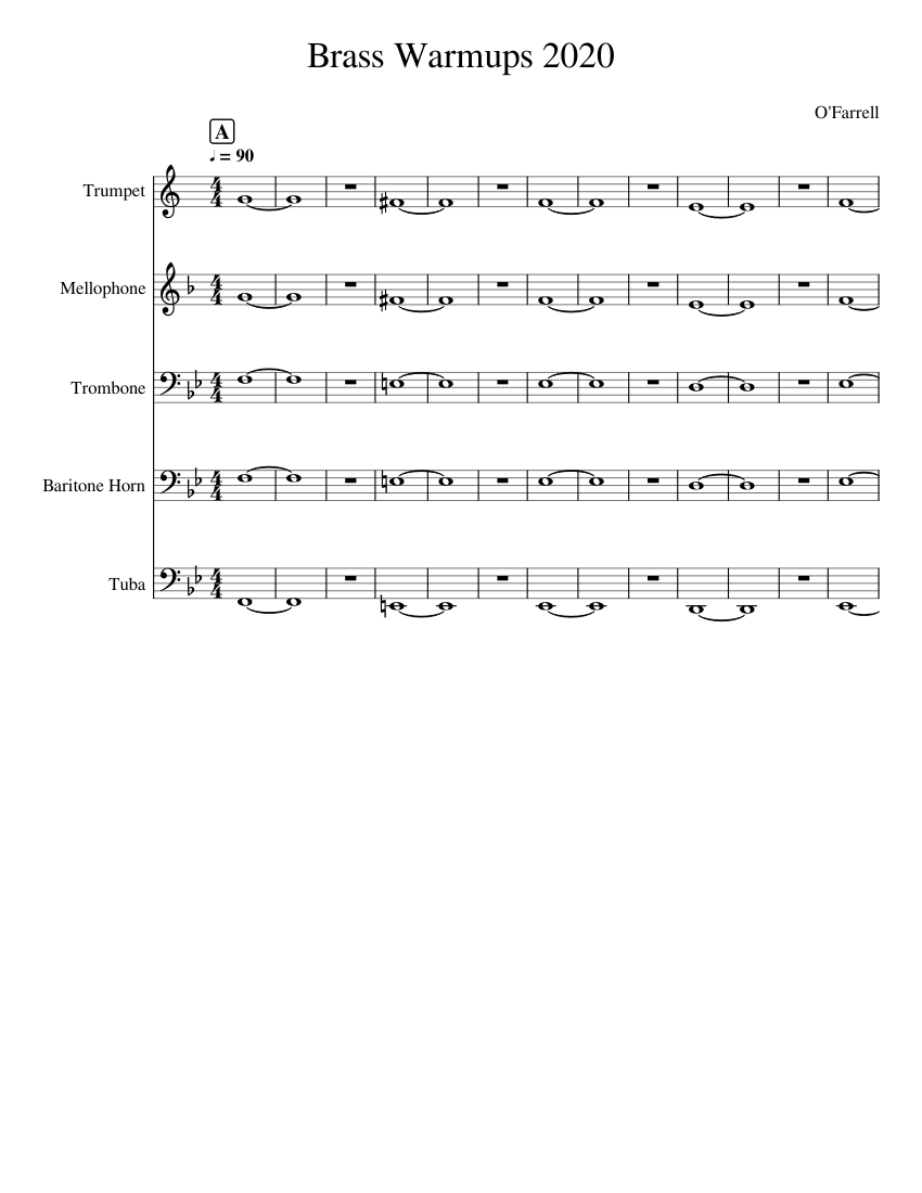 WMB Brass Warmups 2020 Sheet music for Trombone, Tuba, Mellophone ...