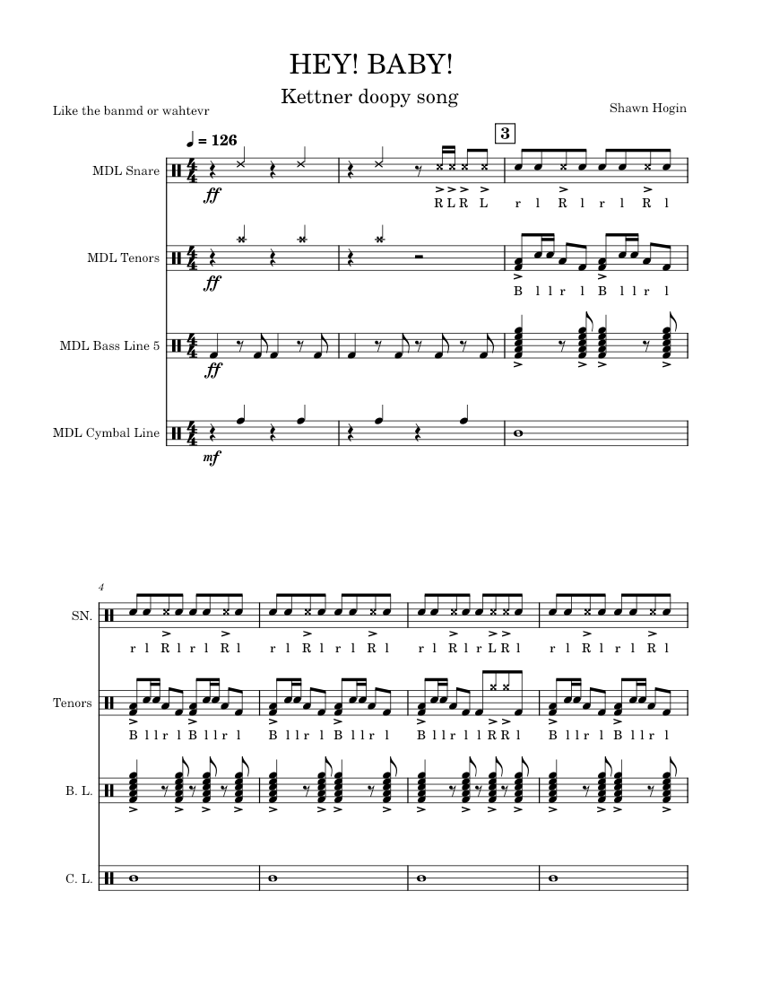 HEY!_BABY! Kettner!!!!!!!!!!!!!!!!!!!!!!!!! Sheet music for Snare drum ...
