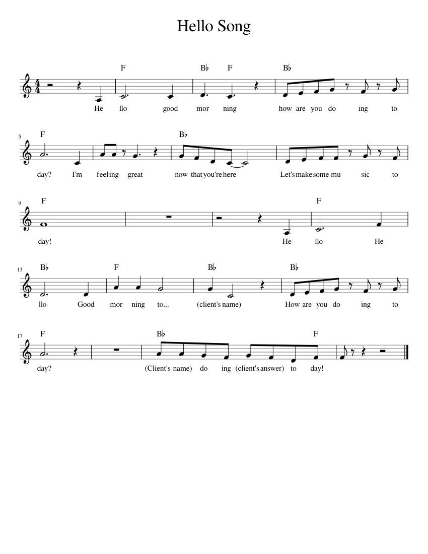 Hello Song Sheet music for Piano (Solo) Easy | Musescore.com