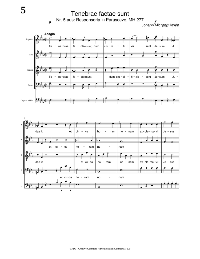 Tenebrae factae sunt Sheet music for Piano, Soprano, Alto (Mixed ...