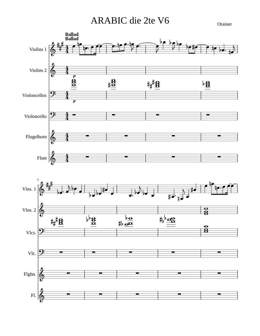 ARABIC Sheet music for Cornet, Cello, Strings group, Woodwinds group ...