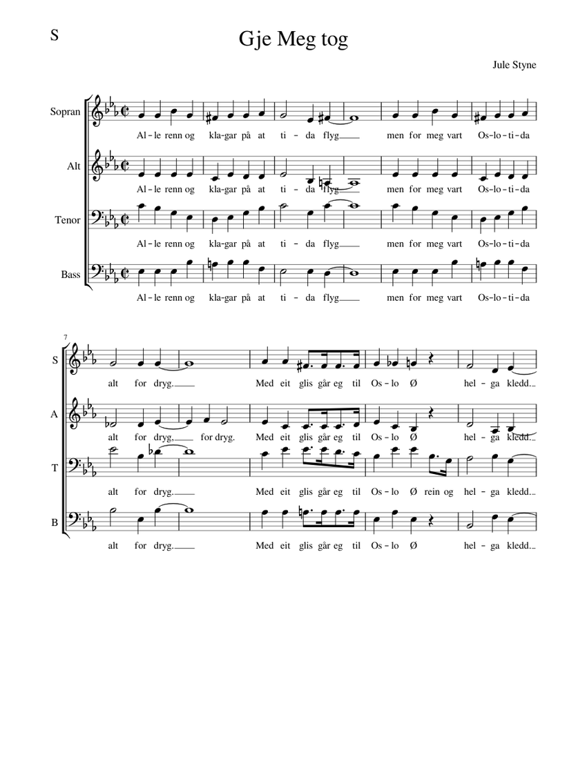 Gje meg tog Sheet music for Bass guitar (Solo) | Musescore.com