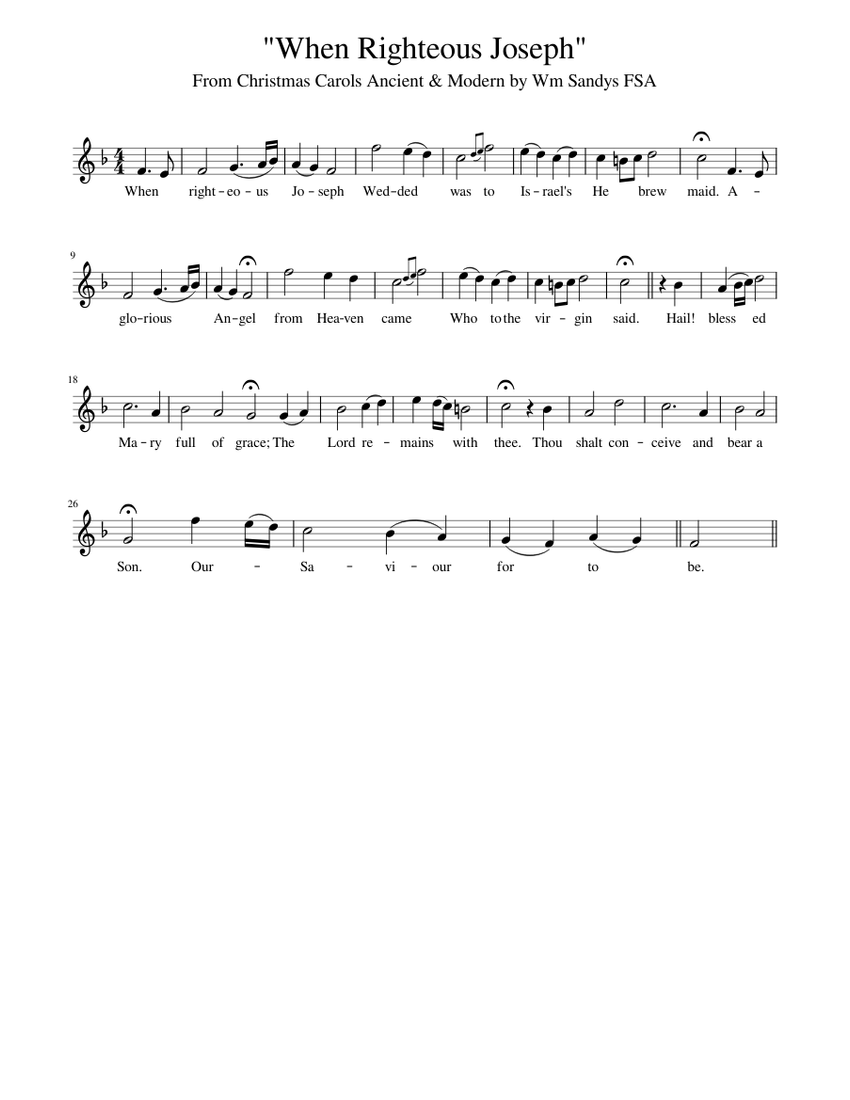 "When Righteous Joseph" Sheet music for Piano (Solo) Easy | Musescore.com