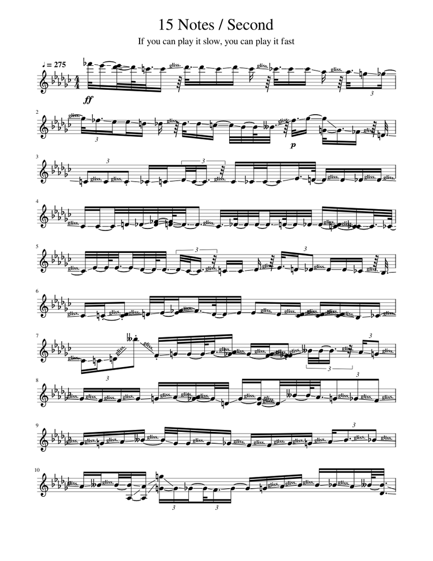 15 Notes A Second Sheet music for Violin (Solo) | Musescore.com