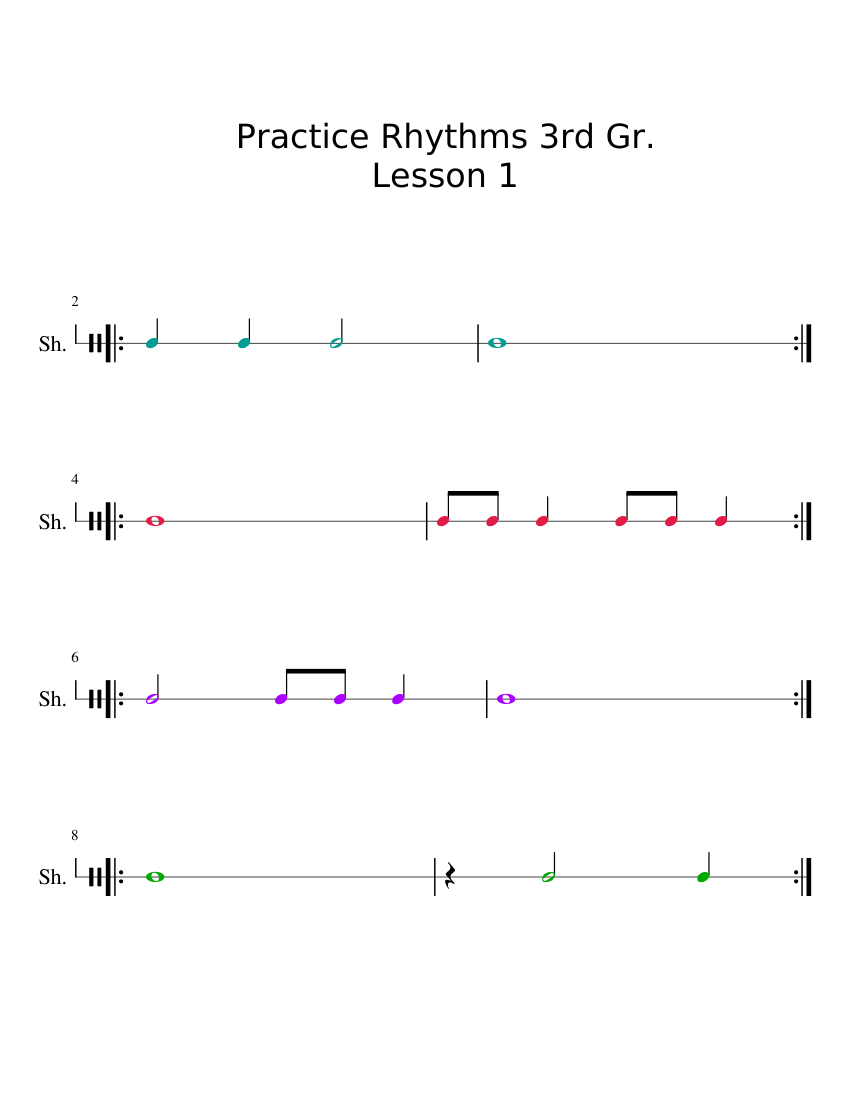 Practice Rhythms For Third Grade Sheet music for Woodblock (Solo ...