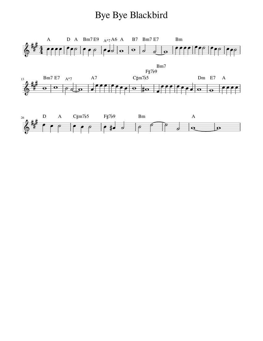 Bye Bye Blackbird Sheet music for Piano (Solo) | Musescore.com