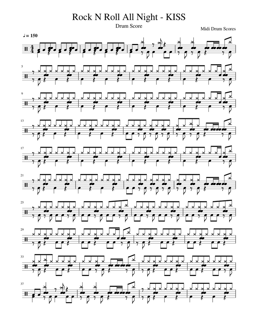 Rock N Roll All Night - KISS Sheet music for Drum group (Solo ...