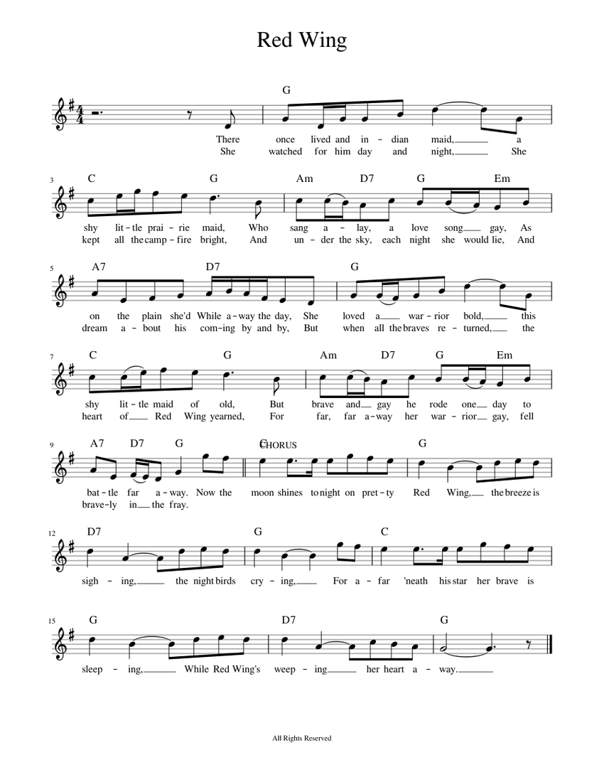 Red Wing Sheet music for Piano (Solo) | Musescore.com