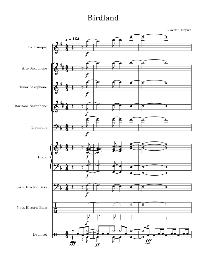 Birdland – Maynard Ferguson Birdland Sheet Music and Tab with Chords ...