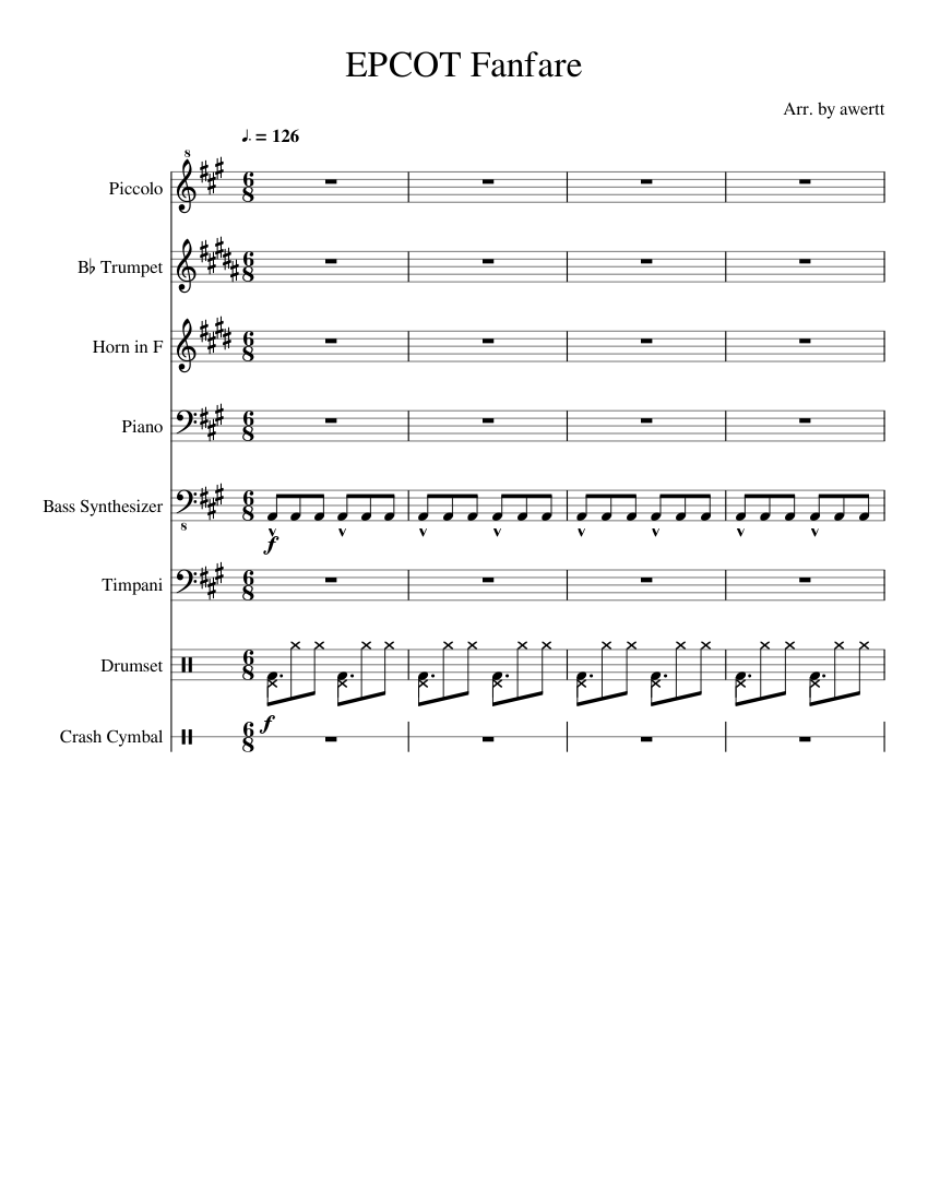EPCOT Fanfare - piano tutorial