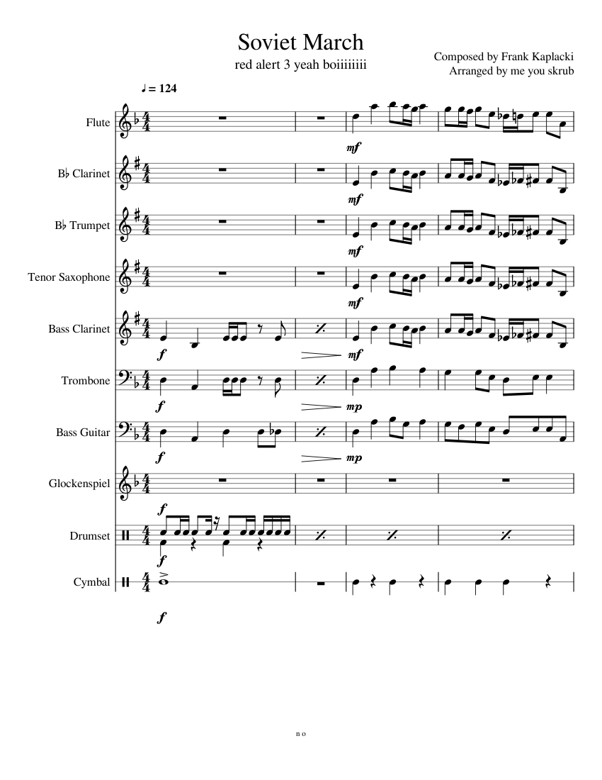 Soviet March Sheet music for Trombone, Flute, Clarinet in b-flat ...